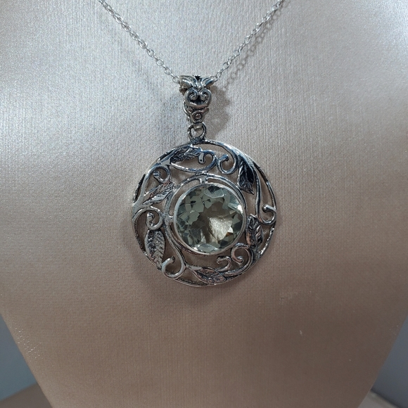 Jewelry | 5 Ctw Rare Round Prasiolite Pendant Necklace | Poshmark